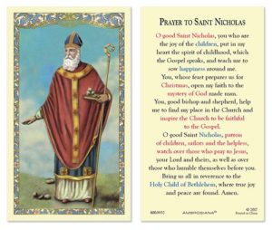 Saint Nicholas Laminated Holy Card | Rome Inspirations